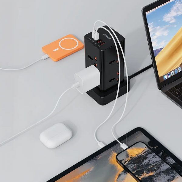 Green Lion Power Tower Multi-Port Power Strip 2500W 2M Cable / GS-550 ...